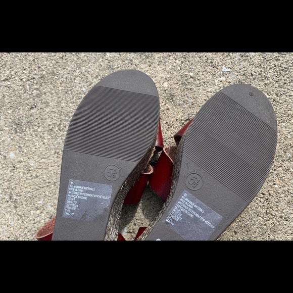 Shoes | Burgundy And Gray Wedge Sandals Nwt | Poshmark